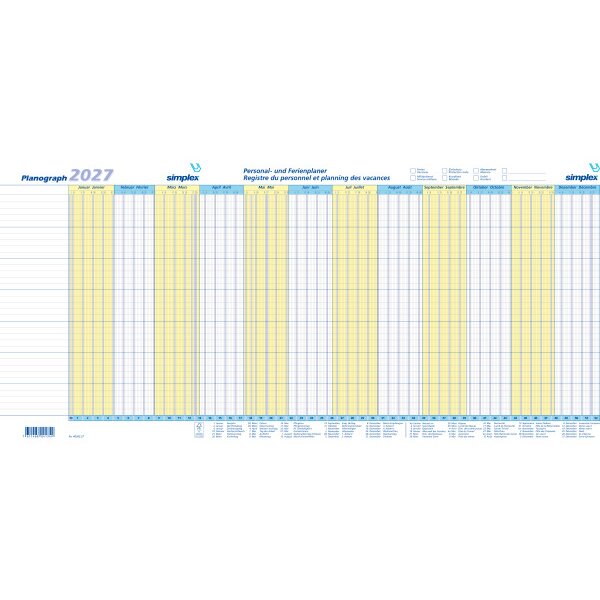 SIMPLEX Planograph 10 Stück 2027 40365.27 1J/1S DE/FR 64x29.6cm ...