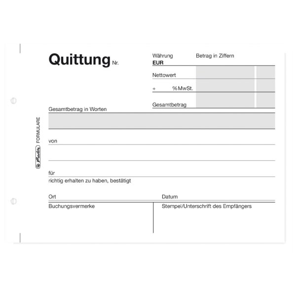 herlitz Formularbuch "Quittung 402", DIN A6, 2 x 40 Blatt ...
