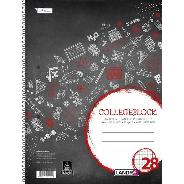 LANDRÉ Collegeblock "College" DIN A5, kariert, 80 Blatt | Internetstore.ch