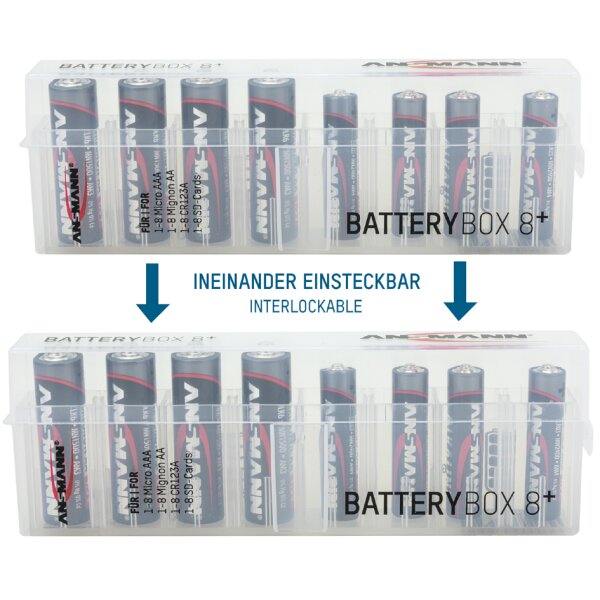 ANSMANN Akkubox 8-fach, Aufbewahrungsbox aus Poly-Propylen ...