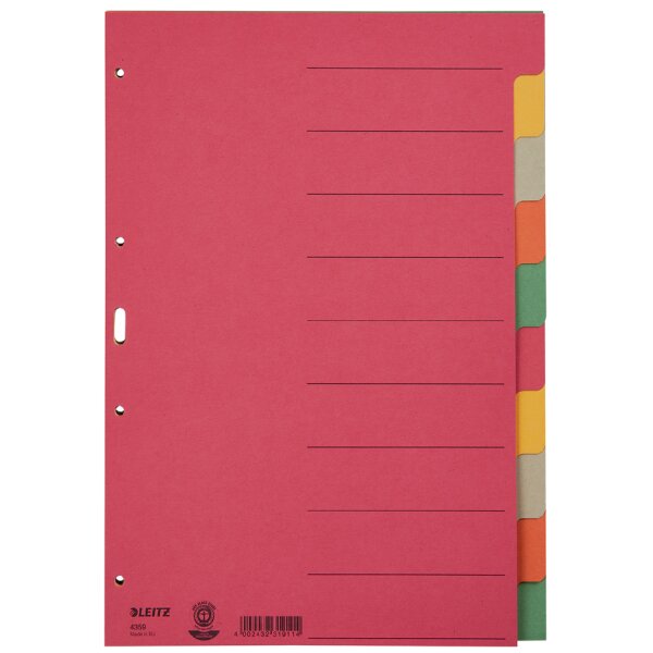LEITZ Karton-Register extrastark, blanko, A4, 10-teilig | Internetstore.ch