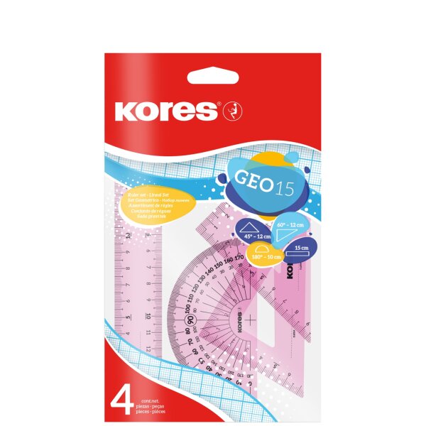 Kores Geometrie-Set GEO15, 4-teilig, farbig sortiert | Internetstore.ch