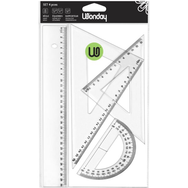 Wonday Geometrie-Set ECO, 4-teilig, transparent | Internetstore.ch