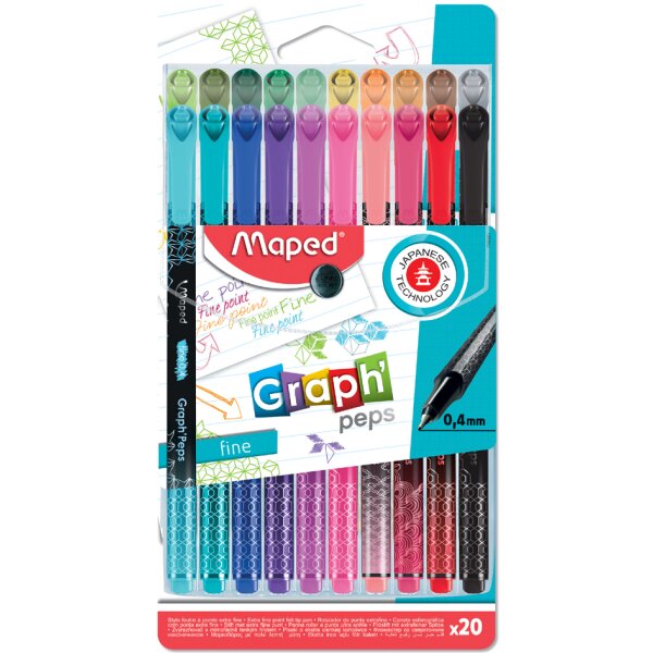 Maped Fineliner Graph'Peps Premium, 20er Kunststoff-Etui | Internetstore.ch