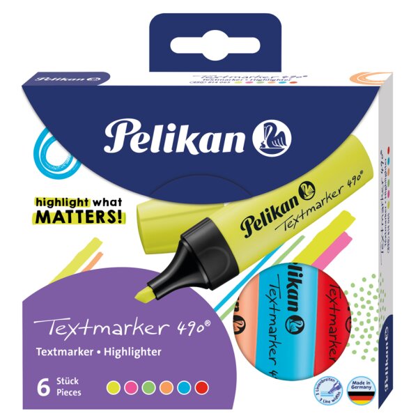 Pelikan Textmarker 490, 6er Etui, farbig sortiert | Internetstore.ch