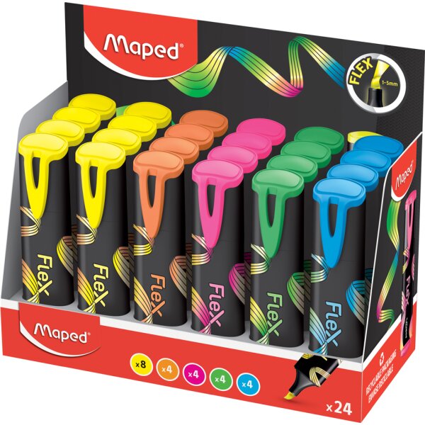Maped Textmarker FLEX, flexible Spitze, 24er Display | Internetstore.ch