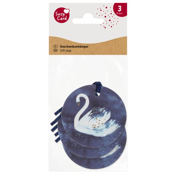 SUSY CARD Anhängerkarte rund "Swan lake dark blue" | Internetstore.ch