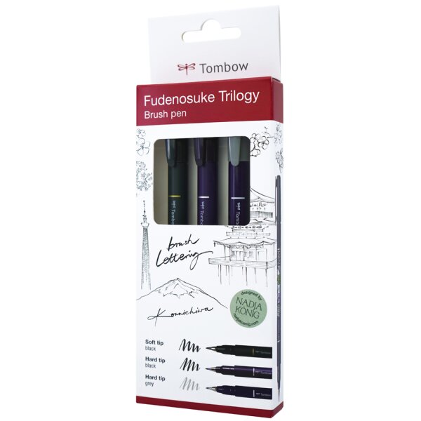 Tombow Crayon de calligraphie Fudenosuke Trilogy, set de 3 ...