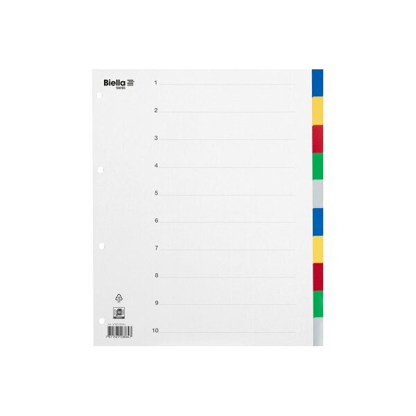 BIELLA Register PP A4+ 47901000U farbig 10-teilig | Internetstore.ch